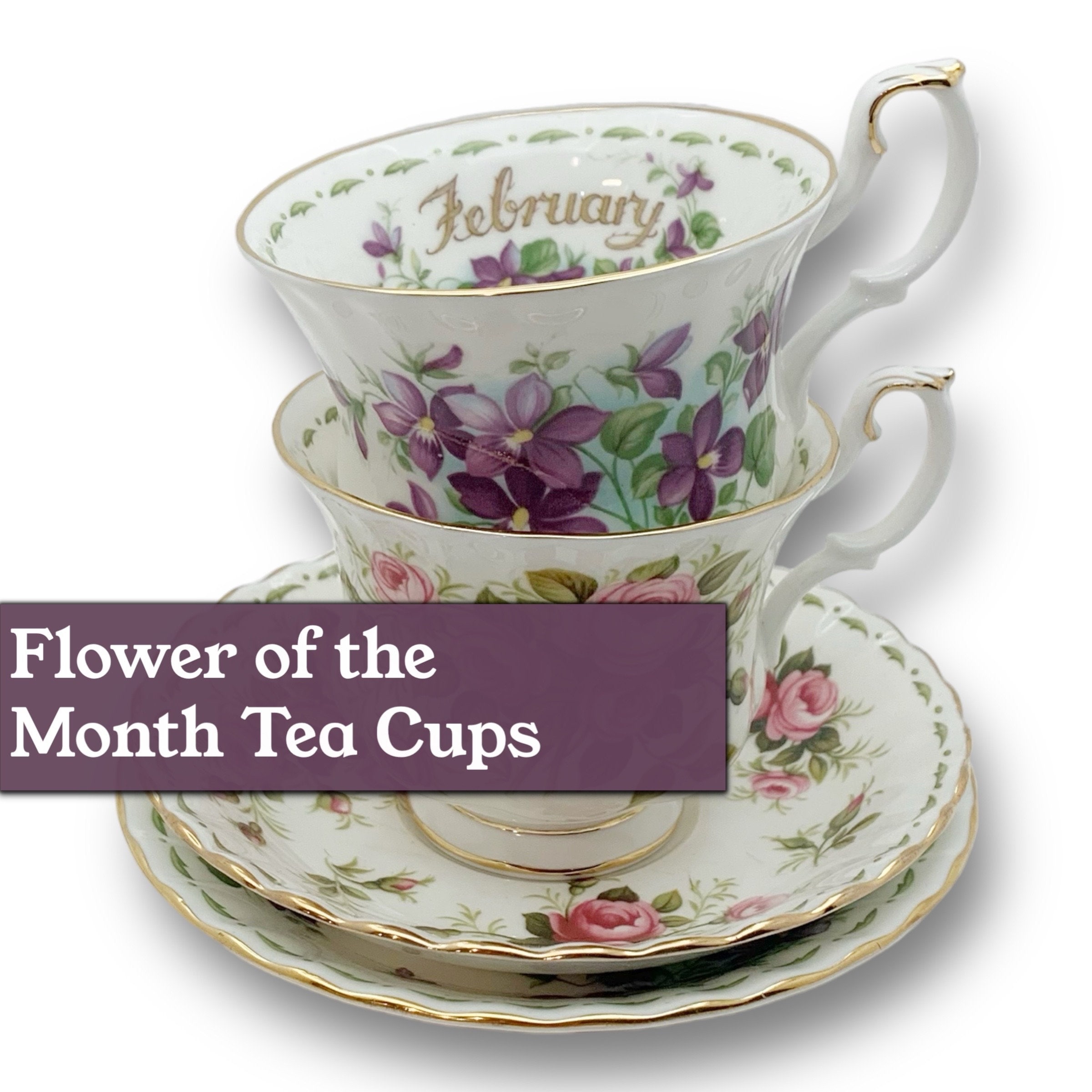 Flower of the Month Tea Cups | Birthday Tea Cups | Birthday Gifts for ...