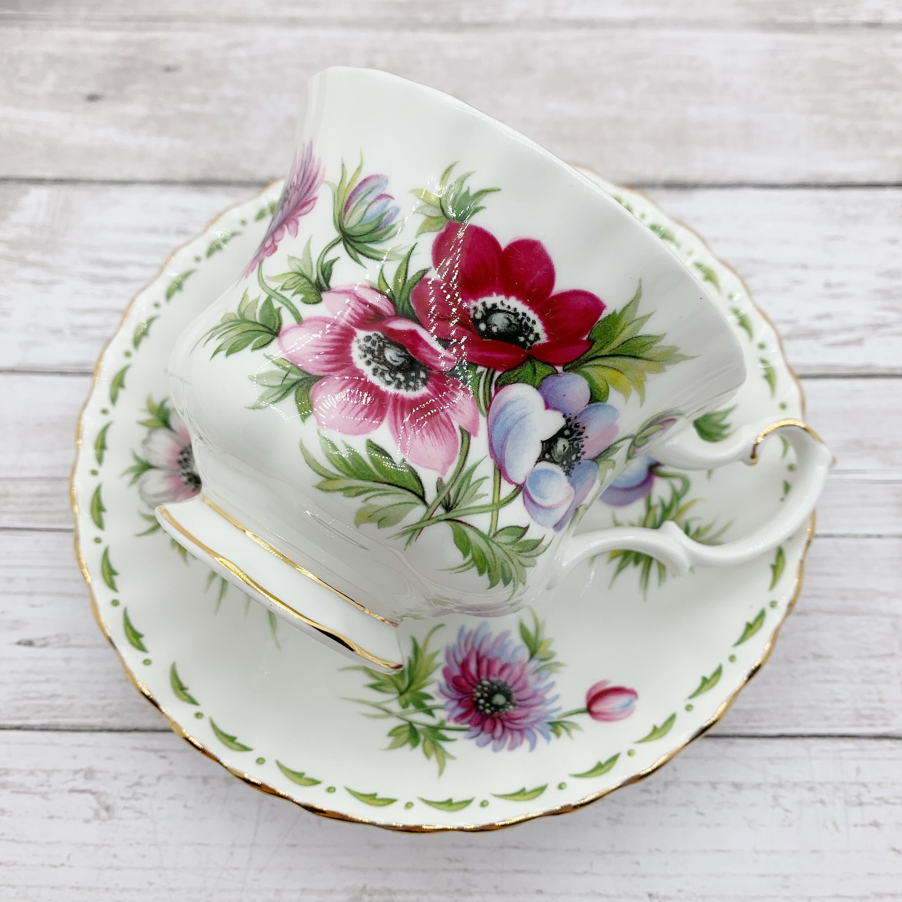 Royal Albert March Tea Cup Flower of the Month Anemone Tea | Etsy