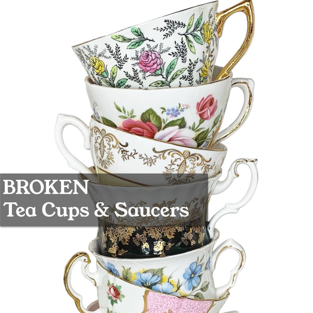 Broken Completely Mismatched Tea Cups and Saucers Vintage Tea Cups ...