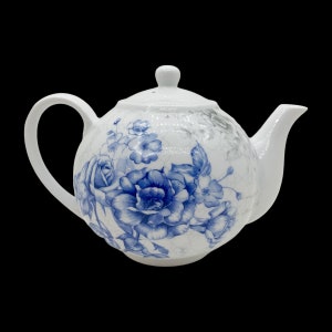 13 Piece Blue and White Tea Set Palermo Porto Blue Rose Tea Set 4 Cup ...