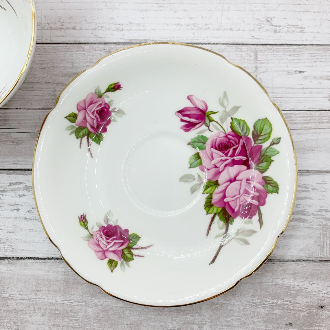 Stanley Pink Cabbage Rose Vintage Tea Cup and Saucer | Etsy