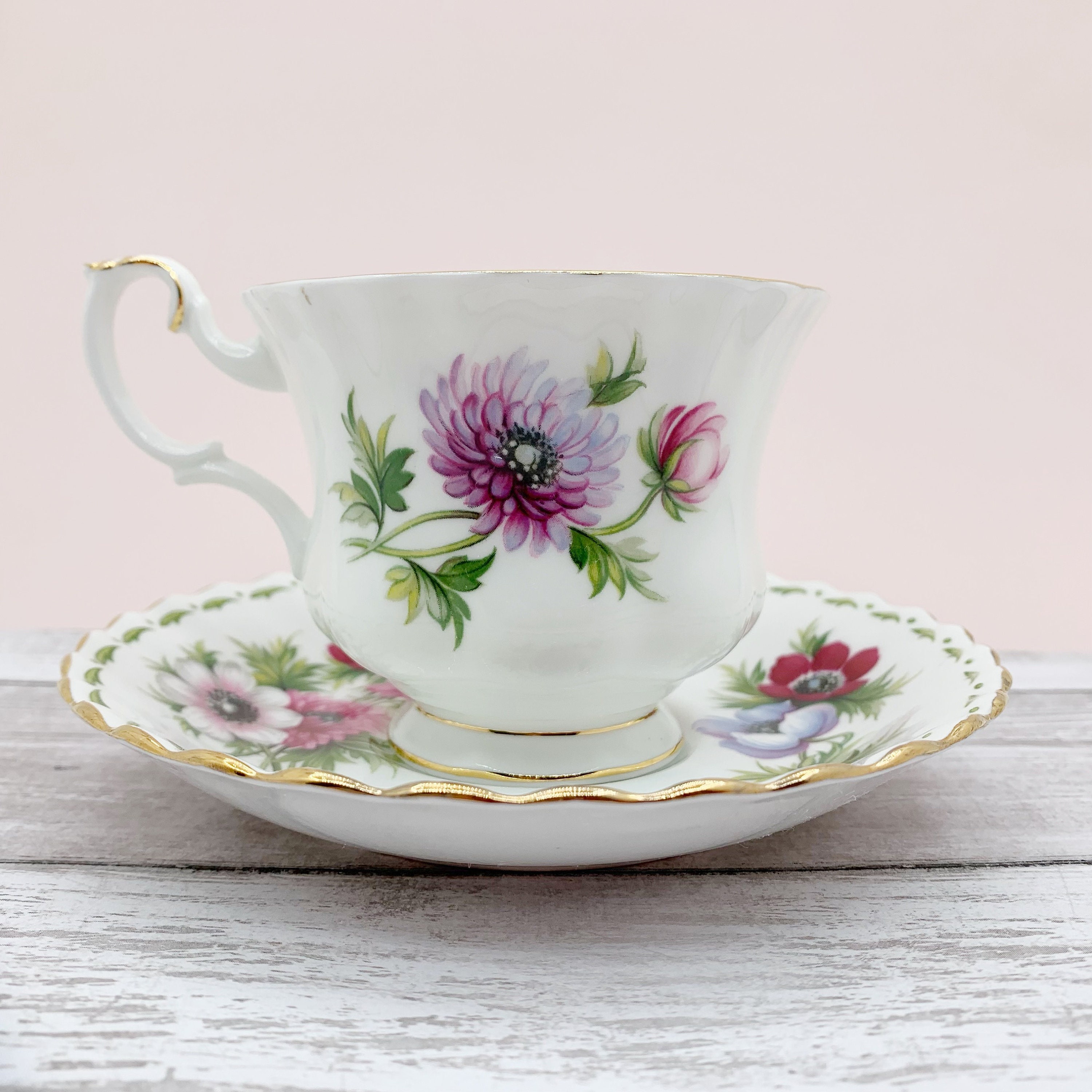 Royal Albert March Tea Cup Flower of the Month Anemone Tea | Etsy