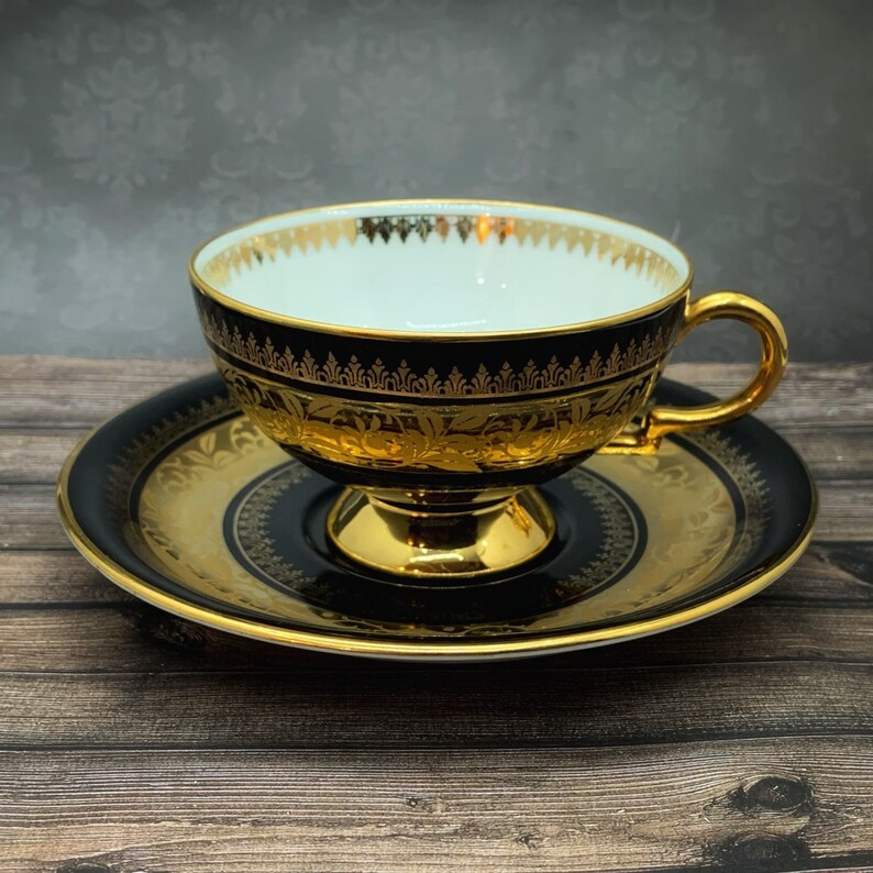 RW Bavaria Black and Gold Vintage Tea Cup and Saucer Vintage - Etsy