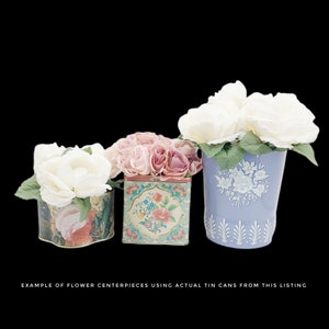 Vintage Tin Canisters | Floral Tin Can With Lid | Rustic Wedding Decor ...