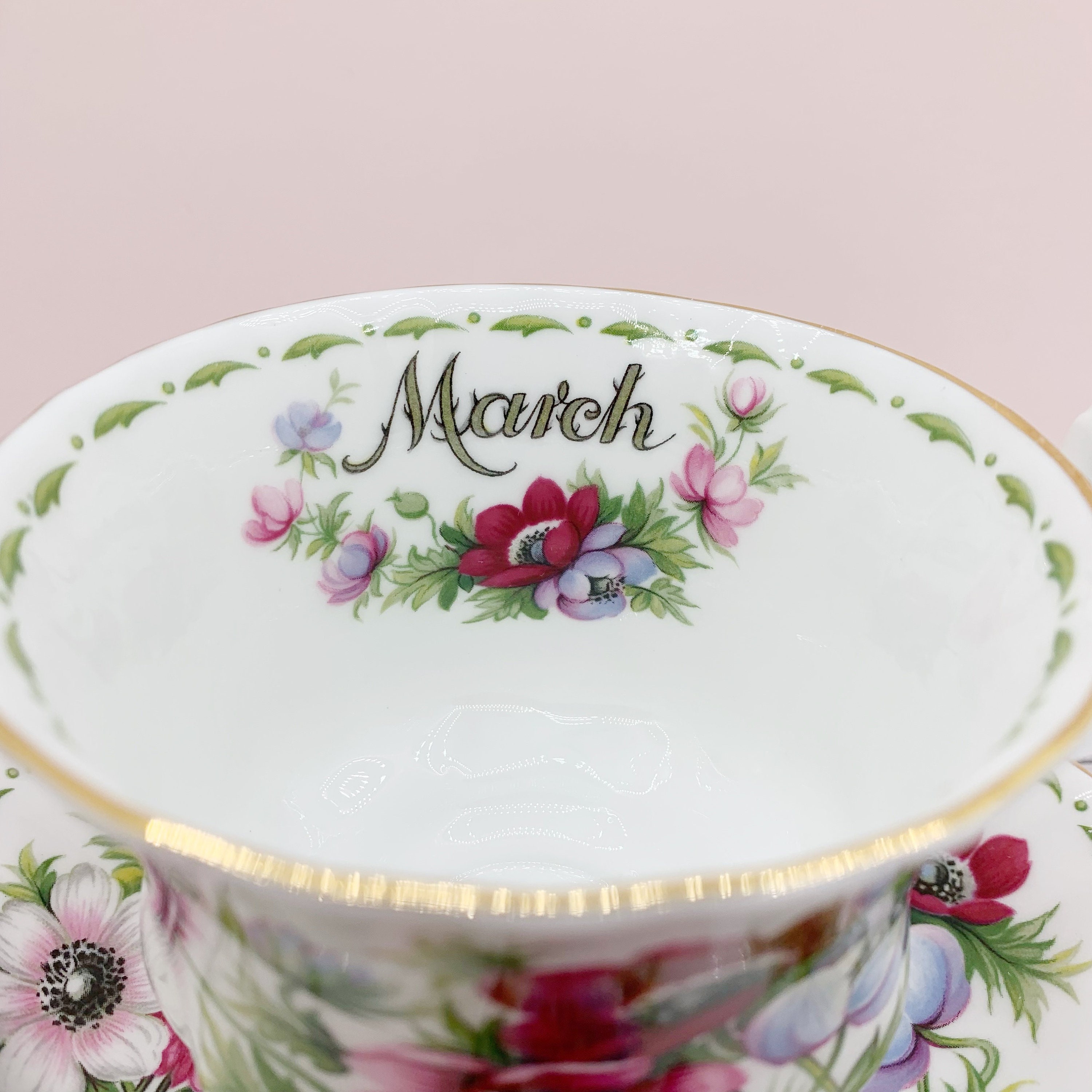 Royal Albert March Tea Cup Flower of the Month Anemone Tea | Etsy