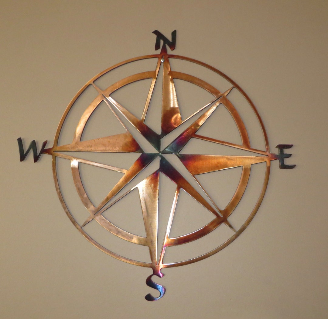 Compass Rose Nautical Metal Wall Decoration - Etsy