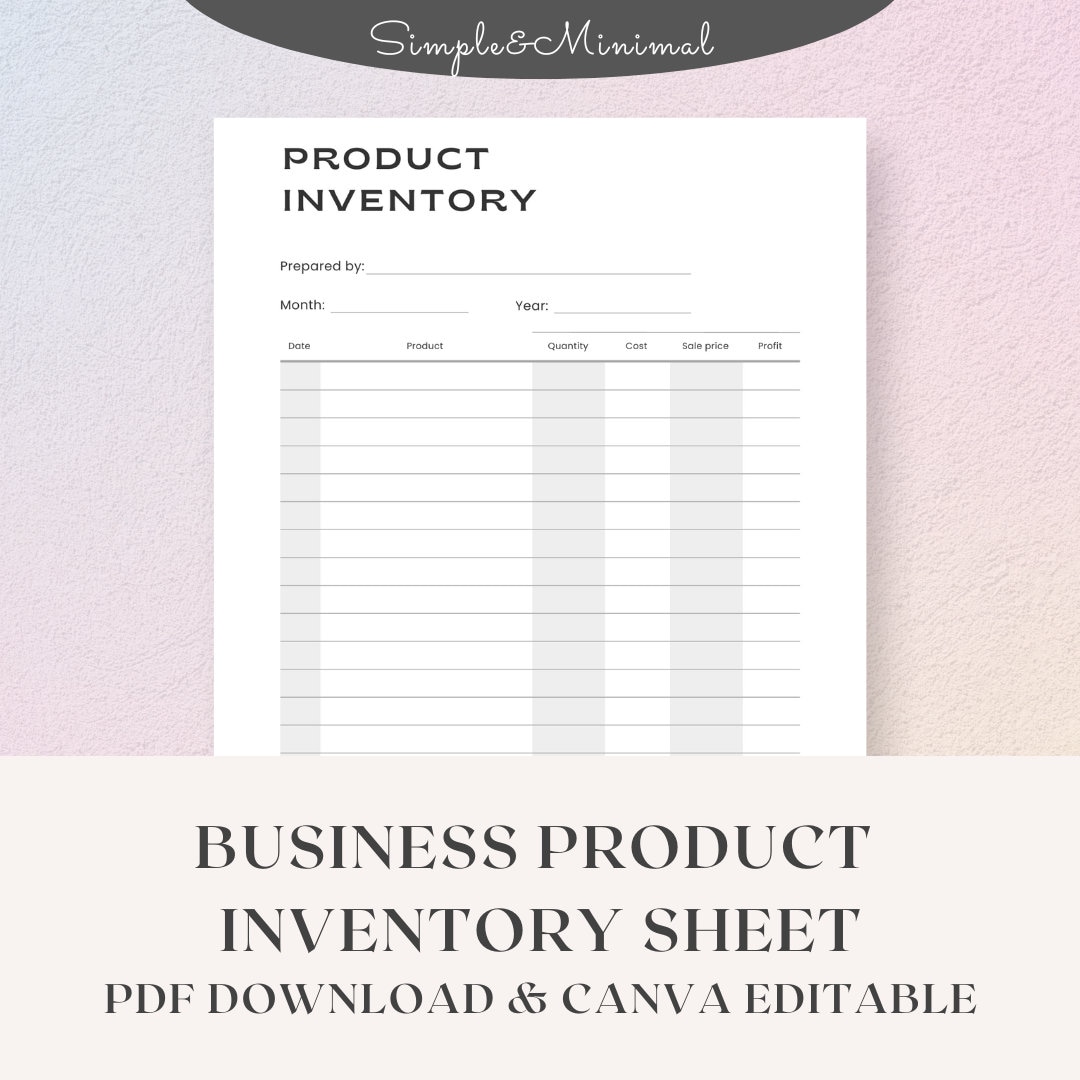 Editable Inventory Tracker, Product Inventory Template, Hotel Inventory ...