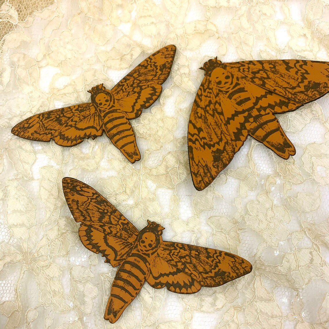 Death's Head Hawk Moth or Bat Patch or Magnet in Embossed Faux Leather ...