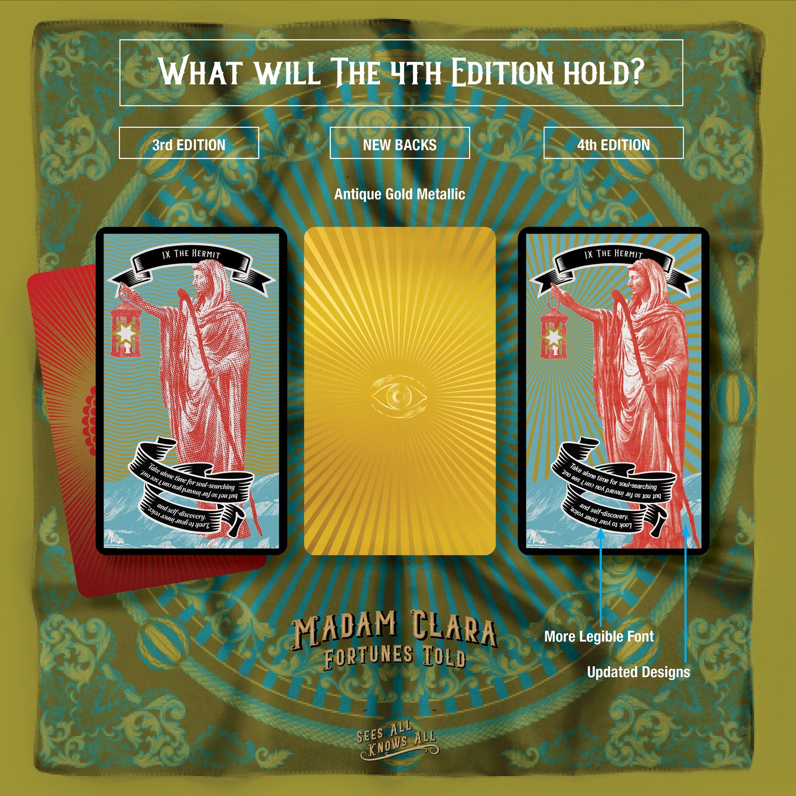 Madam Clara Sees All Fortune Teller Tarot Card Deck 4th Ed + Pouch ...