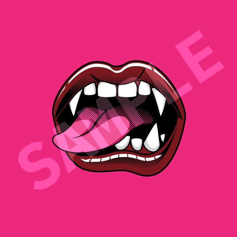 Pop Art Vamp Lips – Fang-tastic Digital Artwork (SVG & PNG) - Etsy