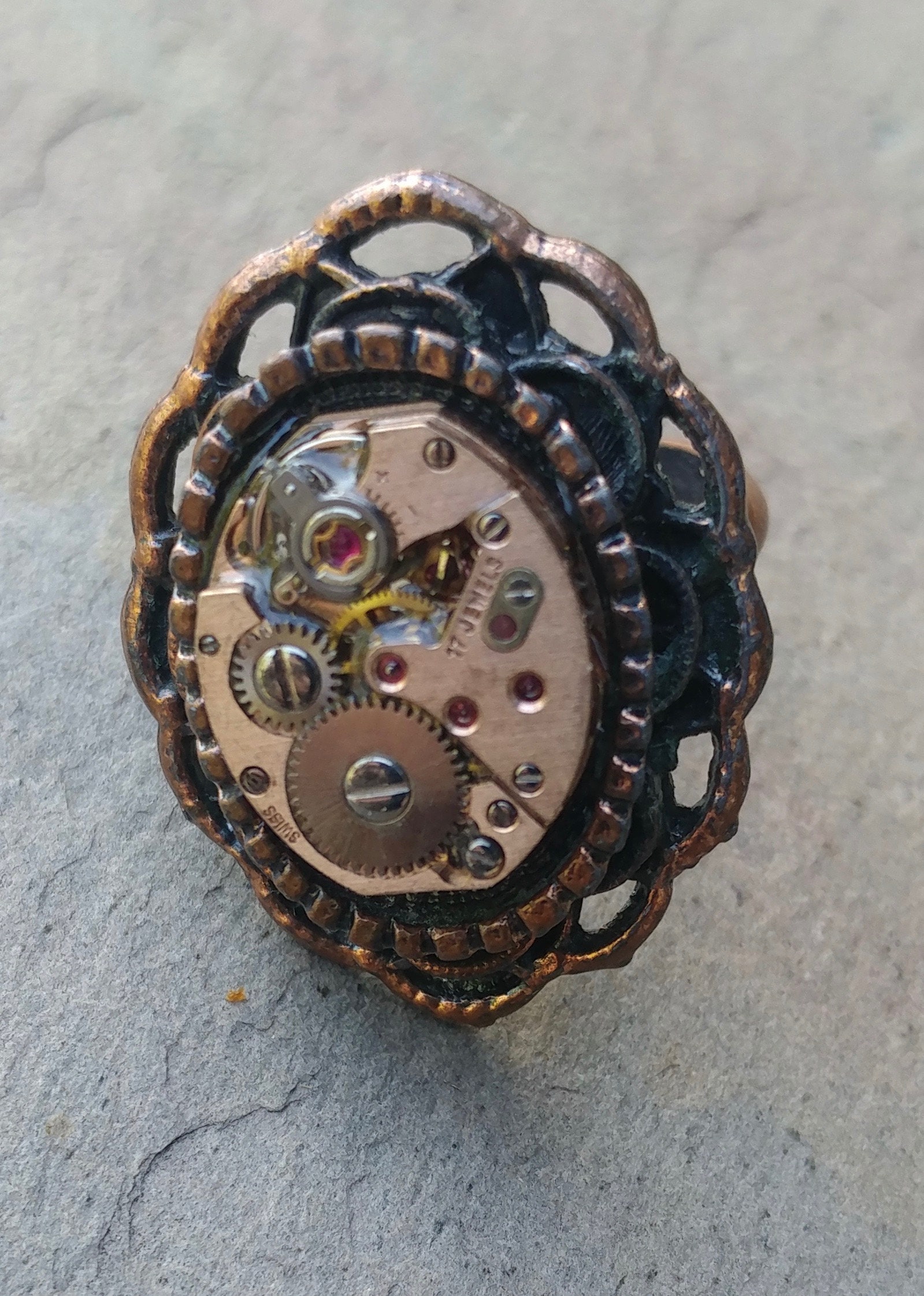 Vintage Watch Movement Adjustable Ring - Etsy Australia