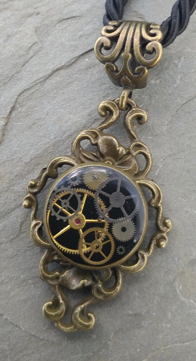 Bronze Steampunk Resin Pendant - Etsy