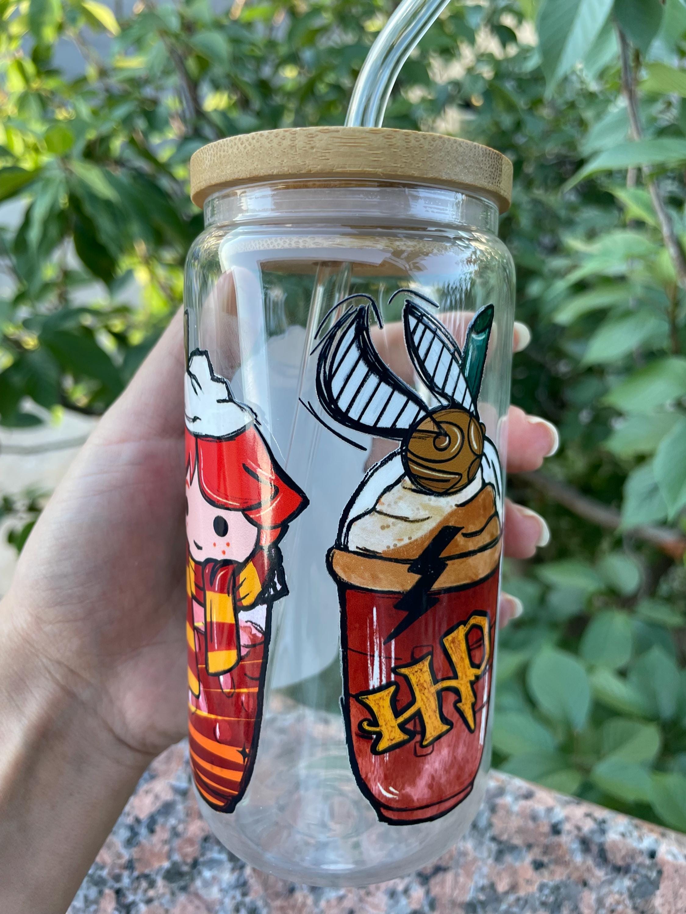 Animated Magic Wizard Latte Inspired Glass Cup With Bamboo Lid and ...