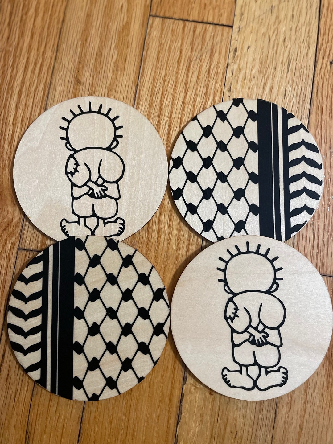 Palestinian Keffiyah and Handala Coasters - Etsy