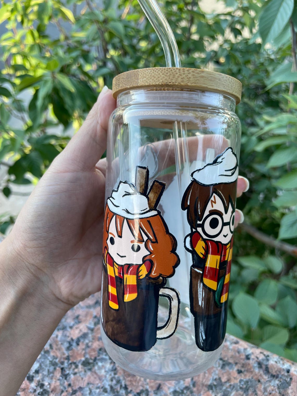 Animated Magic Wizard Latte Inspired Glass Cup With Bamboo Lid and ...