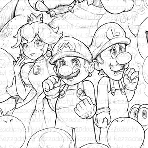 Colouring Page Super Mario Fanart A4/A3 Digital Download - Etsy