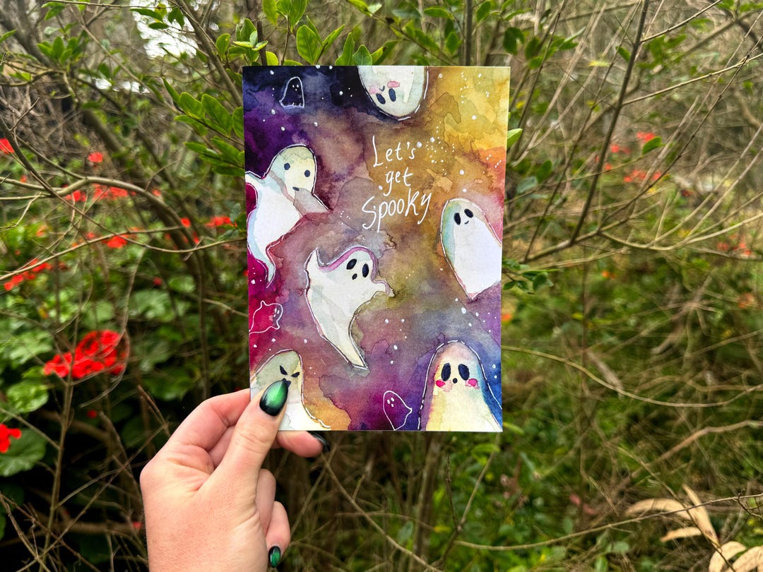 Spooky Ghosts Printable Greeting Card - Halloween Gift - Instant ...