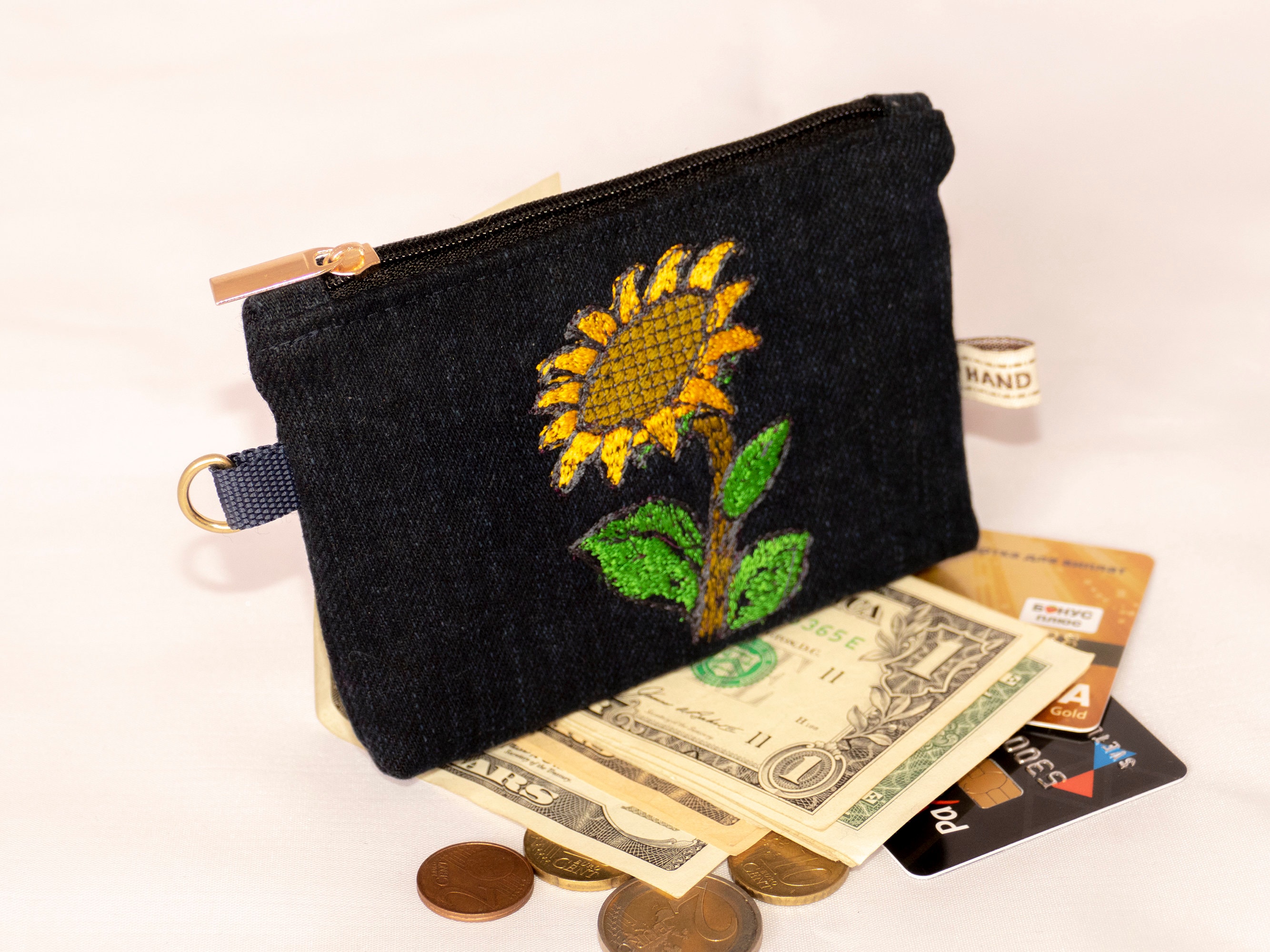 Sunflower Coin Purse Zipper for Women Embroidery Coin Pouch | Etsy