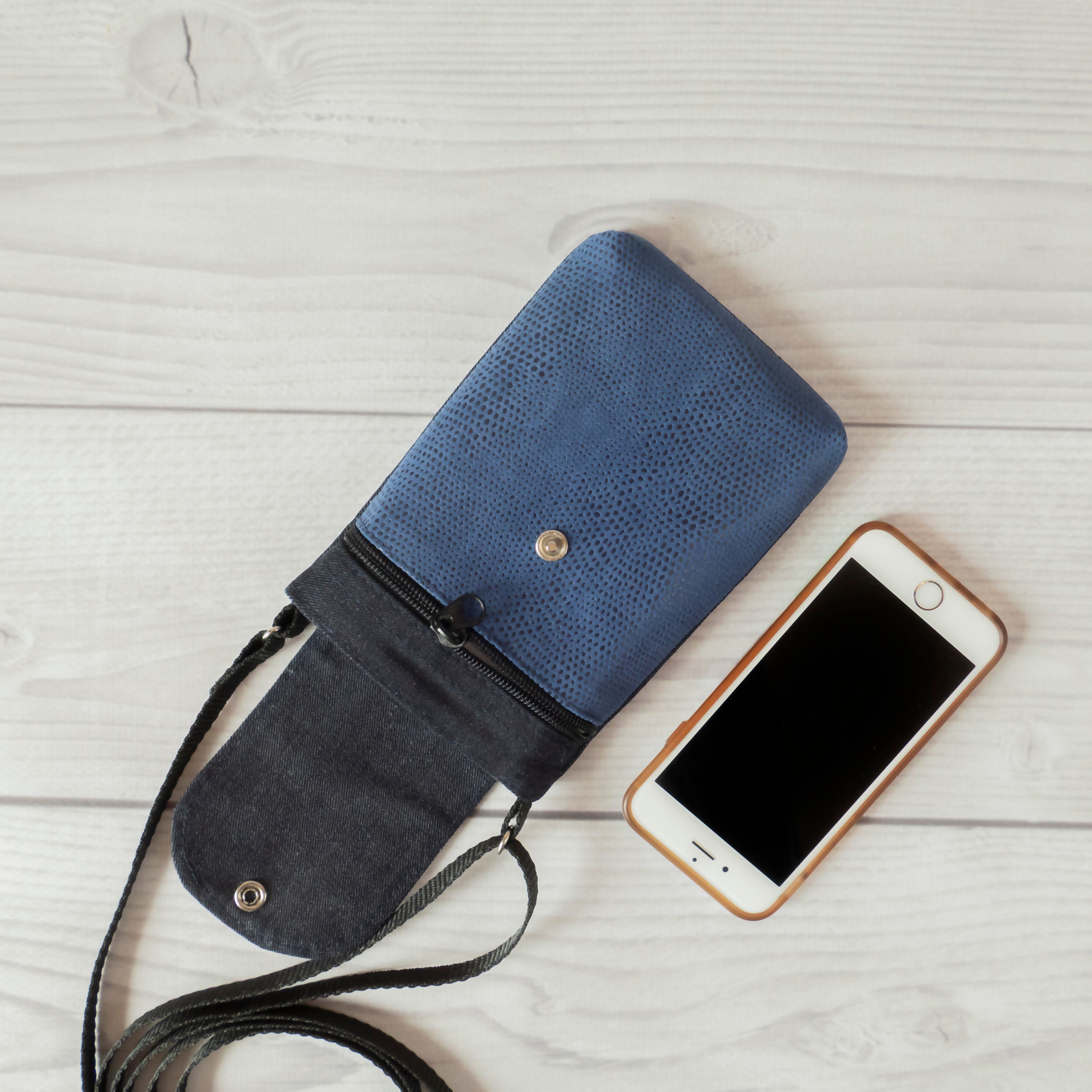 Blue Cell Phone Crossbody Purse, Small iPhone Bag for Women, Faux Suede ...