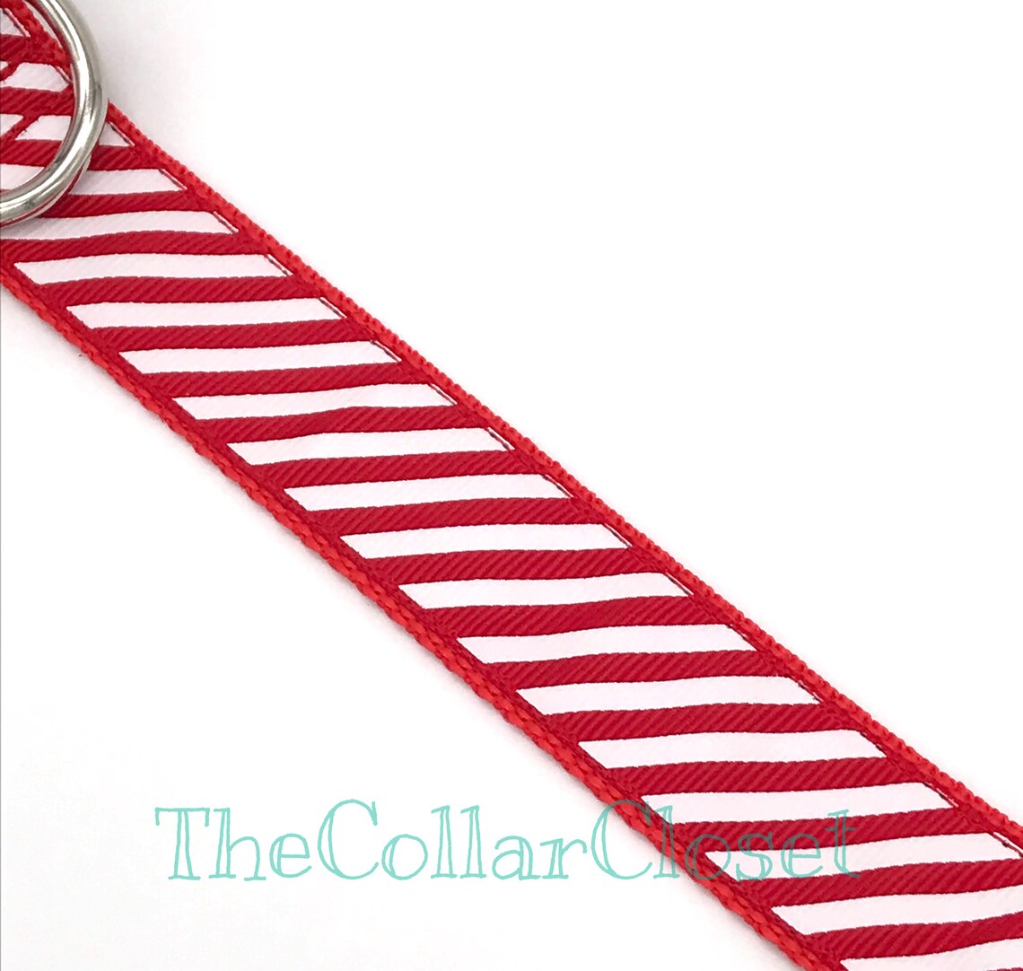 Candy Cane Red & White Striped Christmas Fashion Dog Collar - Etsy