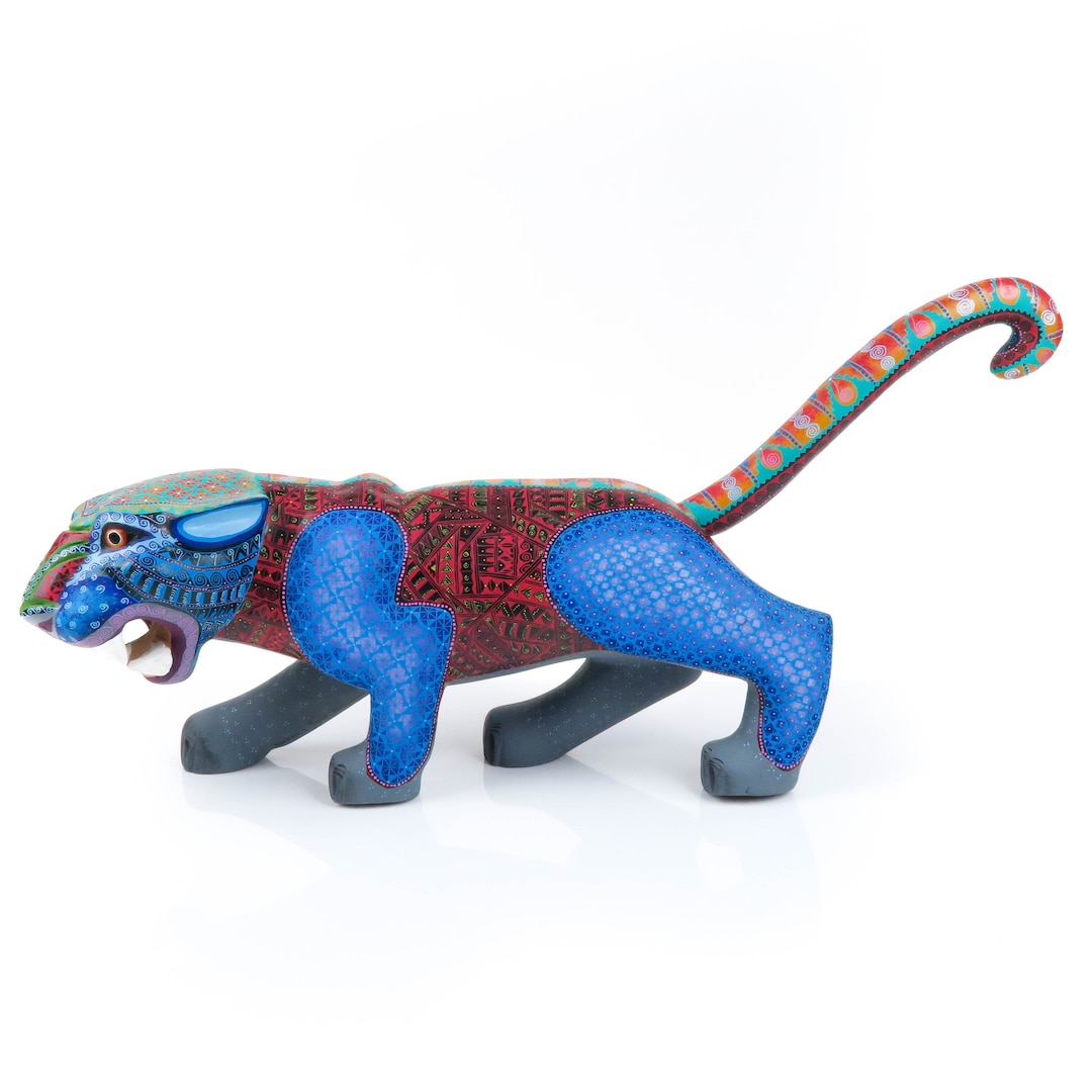 Zapotec Jaguar Oaxacan Alebrije Wood Carving Mexican Folk Art Sculpture ...