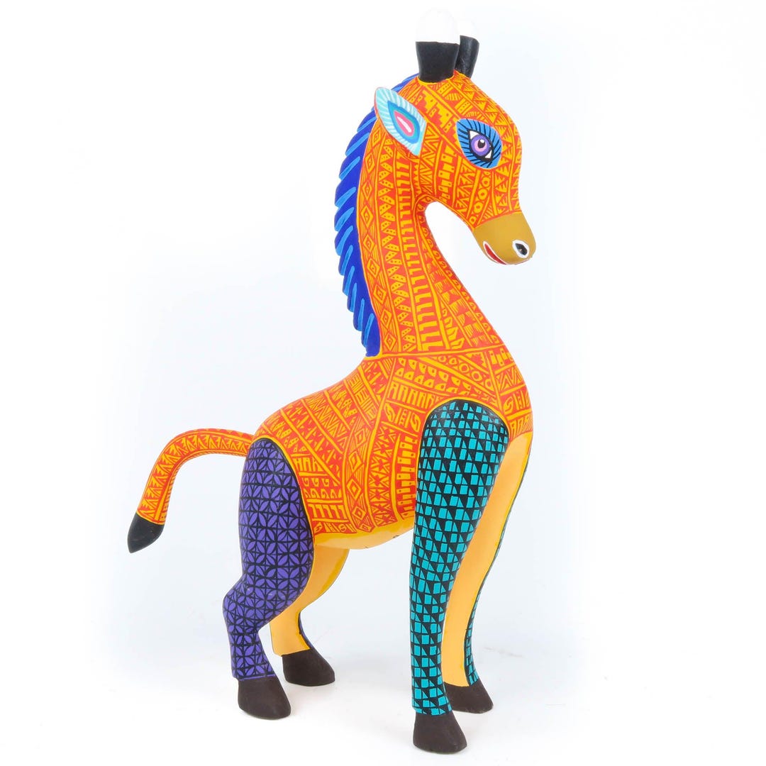 RED GIRAFFE Oaxacan Alebrije Wood Carving Mexican Folk Art Animal ...