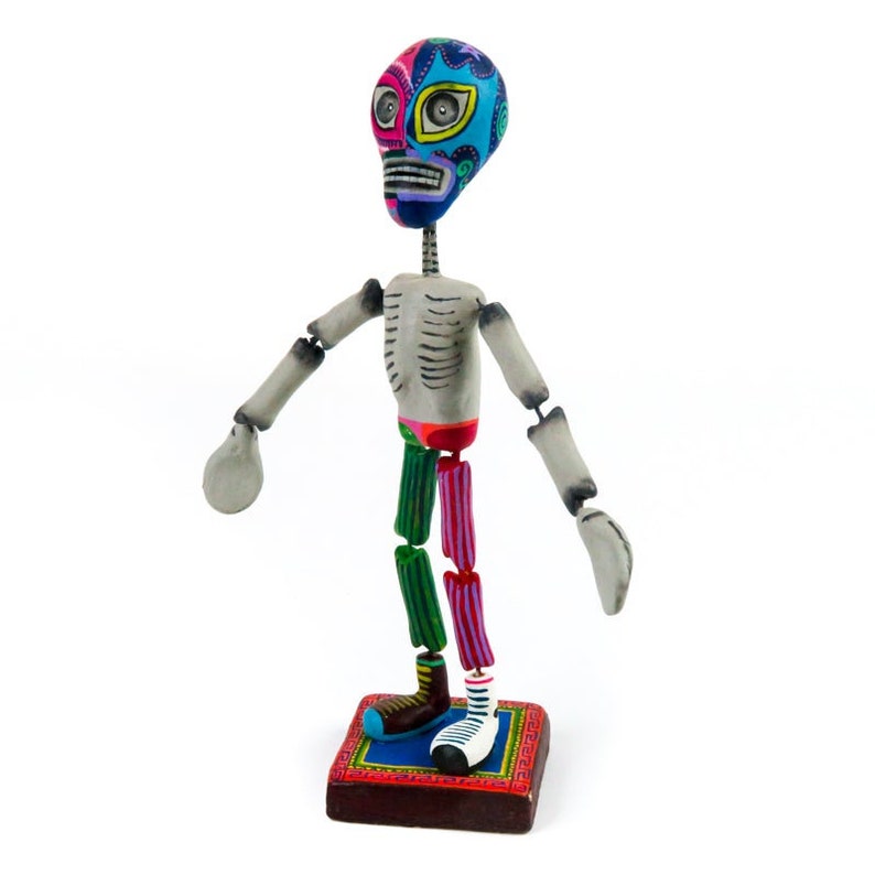 Skeleton Luchador Wrestler Clay Mexican Folk Art | Etsy