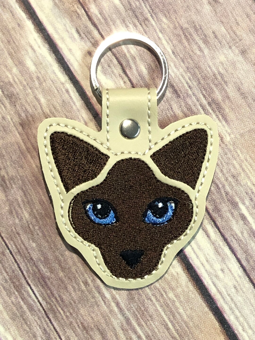 Siamese Cat Meezer Embroidered Keychain Key Chain Keyfob - Etsy