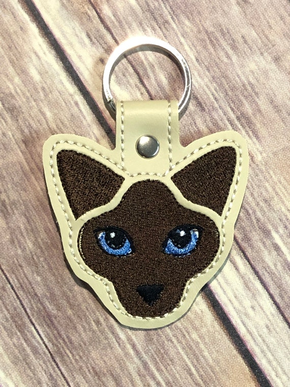 Siamese Cat Meezer Embroidered Keychain Key chain KeyFob | Etsy