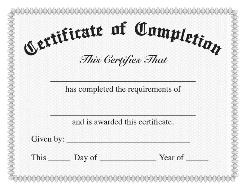 Simple Certificate of Completion - Etsy