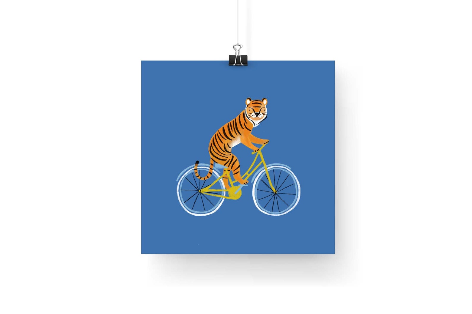 TIGER ON A BIKE Giclee Print / Wall Art. 8 X 8 Inch Square Animal Bike ...