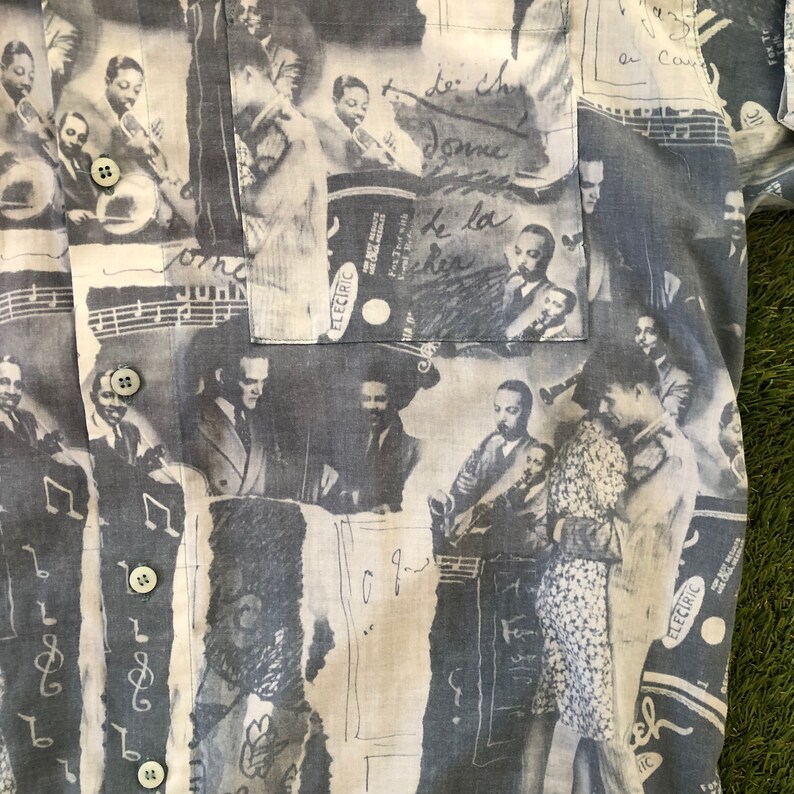 Vintage Louis Armstrong All Over Print Short Sleeve Button up - Etsy