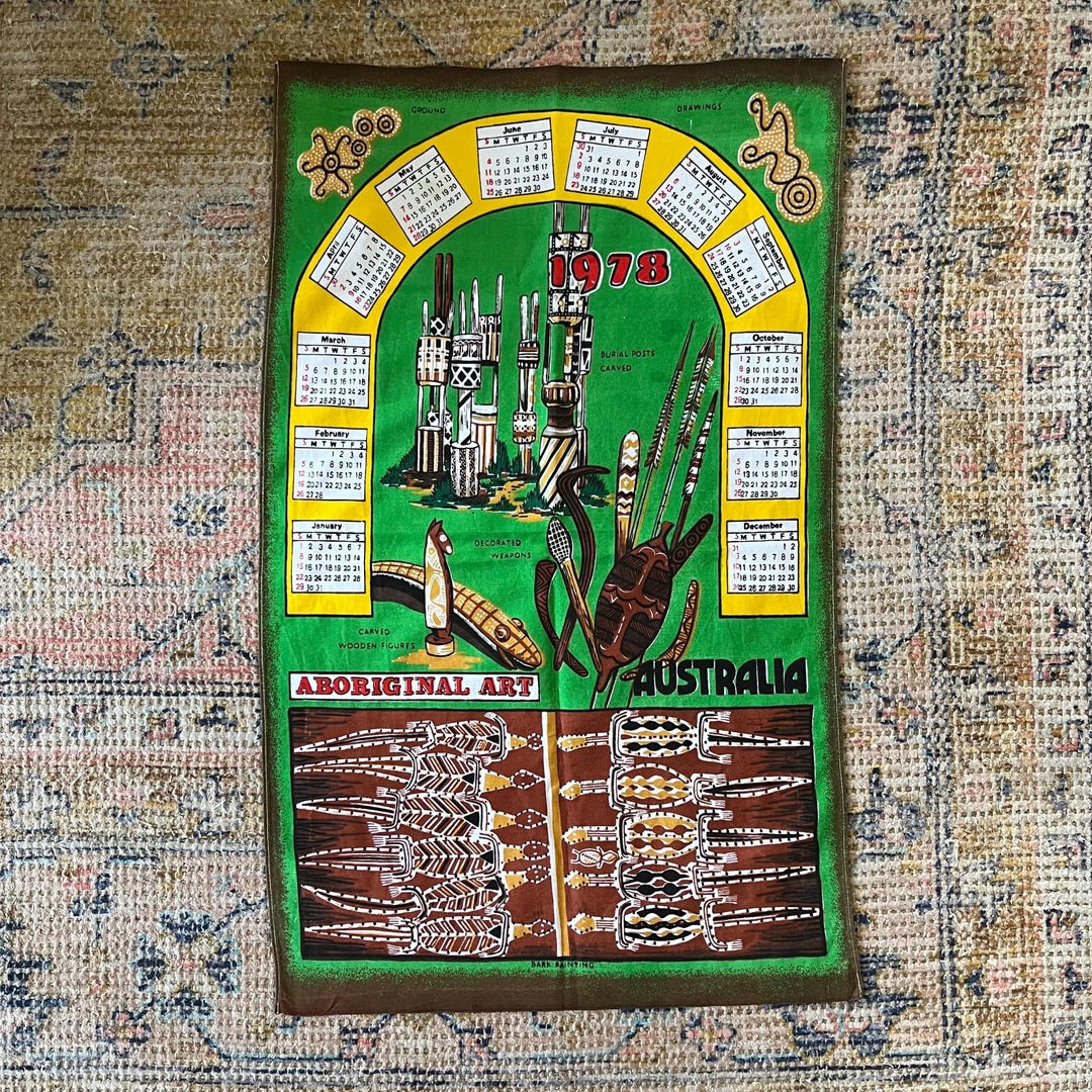 Vintage 1978 Aboriginal Art Print Australian Yearly Calendar Graphic ...