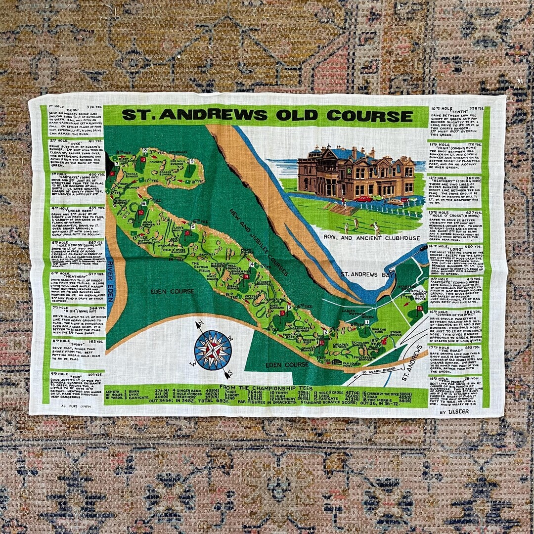 Vintage 1980’s St. Andrew’s Old Course Golf All Pure Linen by Ulster ...