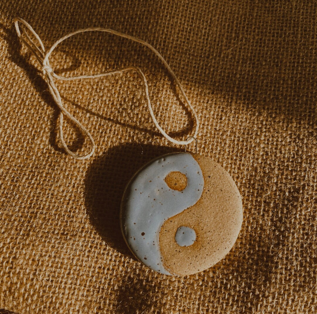 Yin Yang Periwinkle Clay Ornament, Oil Diffuser, Car Ornament, Handmade ...