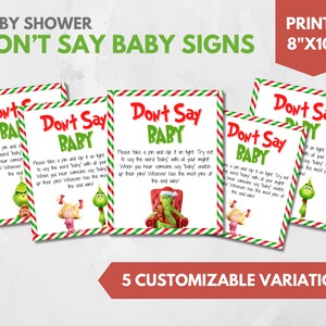 Grinch Baby Shower Bundle, Christmas Baby Shower Invitation Set, Canva ...