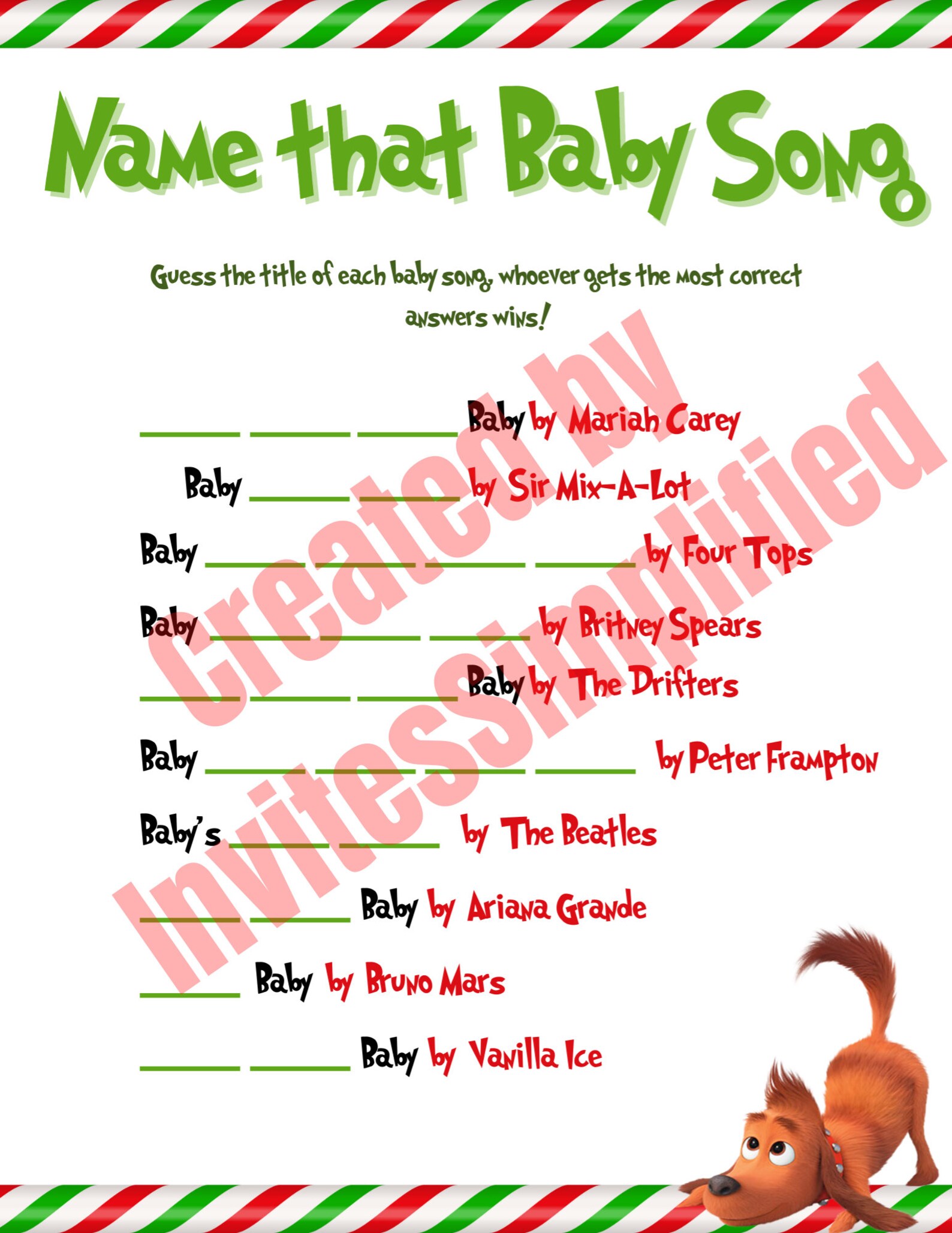 Grinch Baby Shower Games Bundle- INSTANT DOWNLOAD - Canva Editable ...