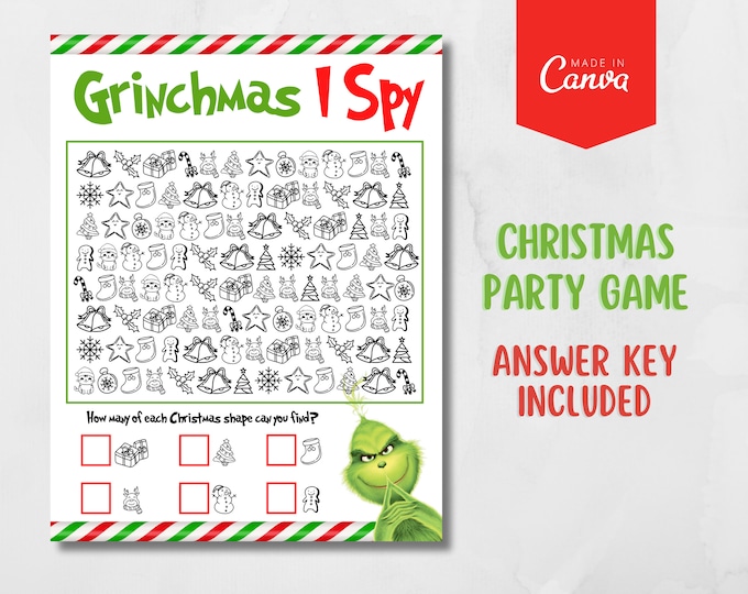 Grinch Game Bundle, INSTANT DOWNLOAD, Canva Editable Template ...
