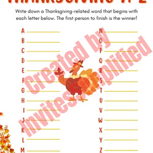 Thanksgiving Game Printable, Thanksgiving Game, Autumn Game, Icebreaker ...