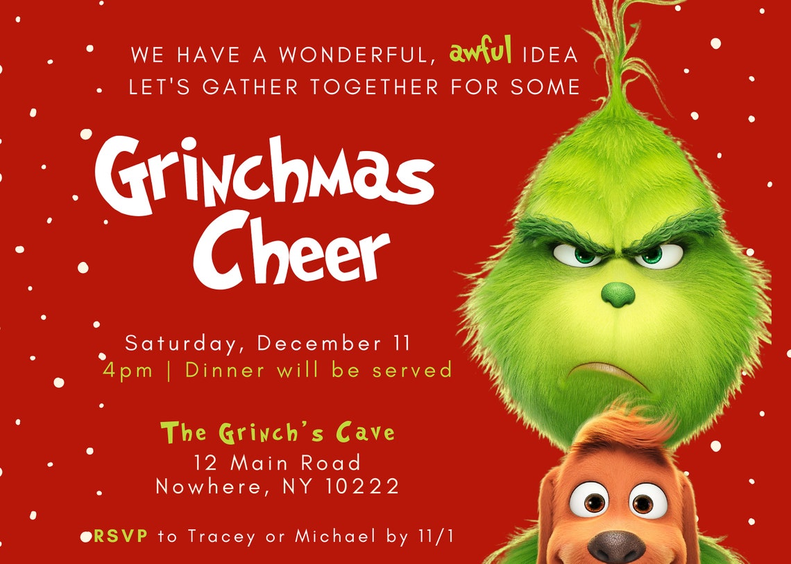 Grinch Christmas Invite, Grinchmas Cookie Exchange, Christmas Party ...