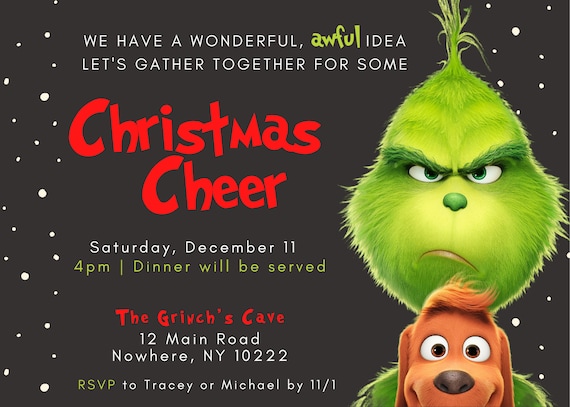 Grinch Invite Holiday Cookie Exchange Christmas Party - Etsy