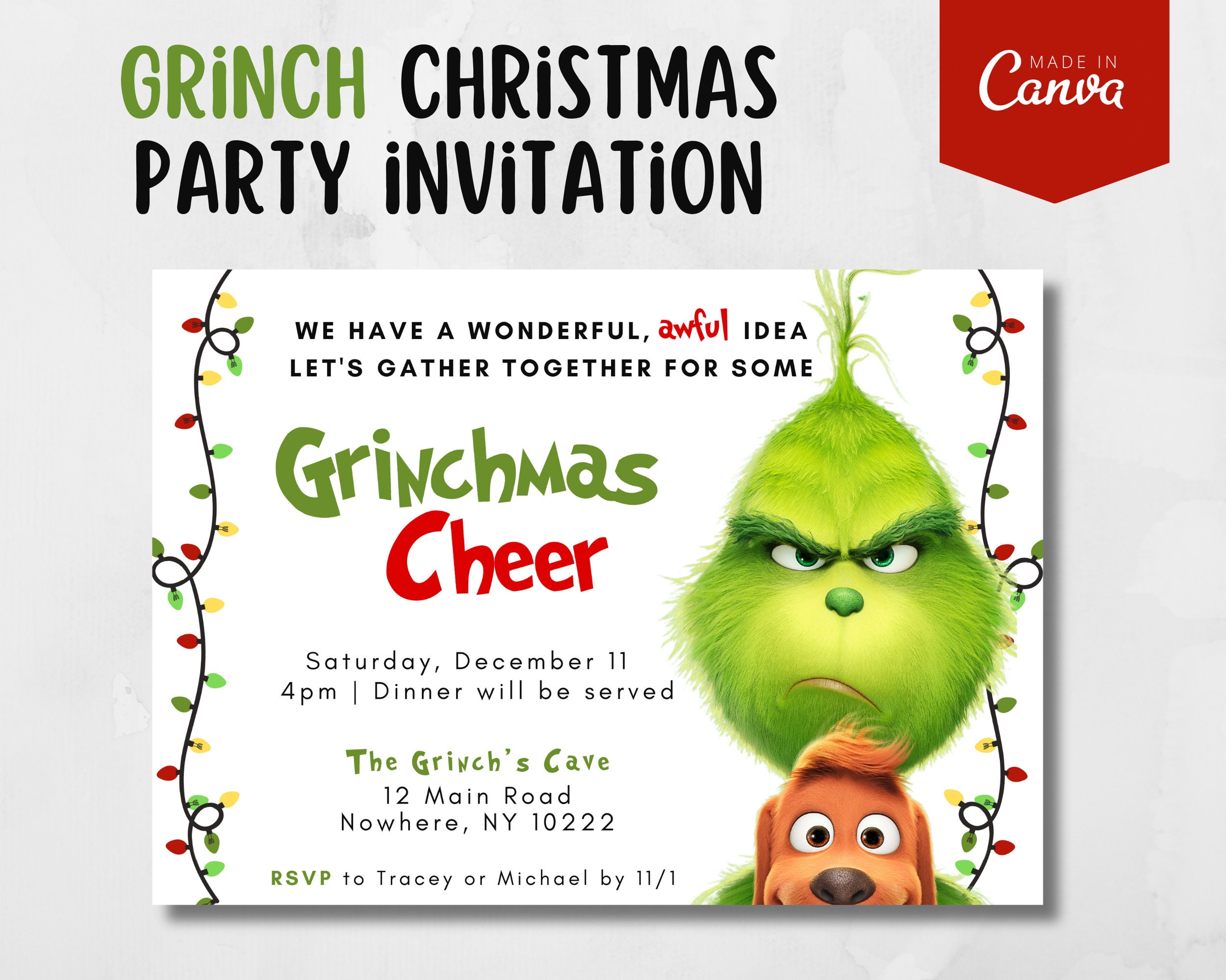 Grinch Christmas Invite, Grinchmas Cookie Exchange, Christmas Party ...