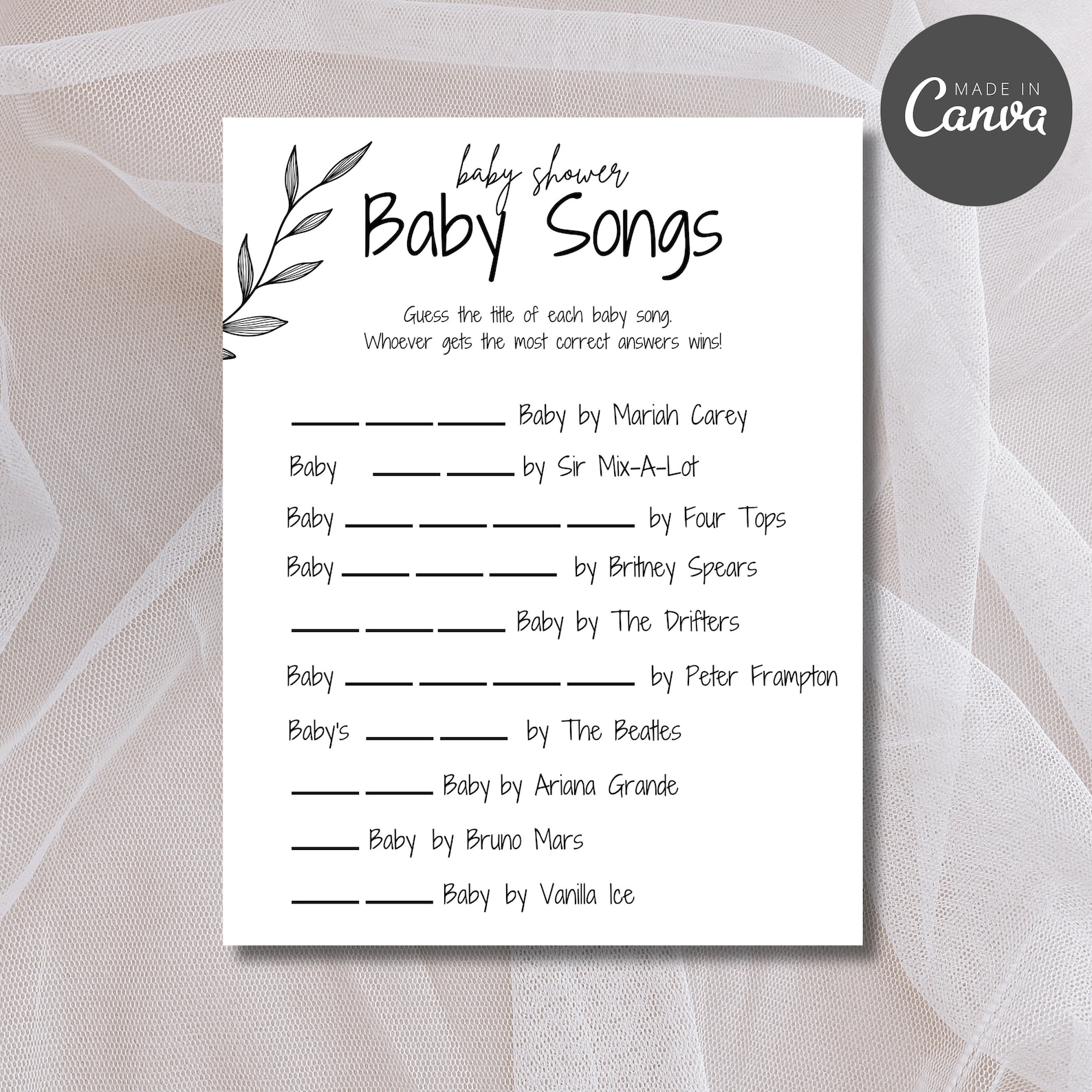 Baby Shower Game Baby Songs | Baby Shower Games Printable | Baby Songs ...