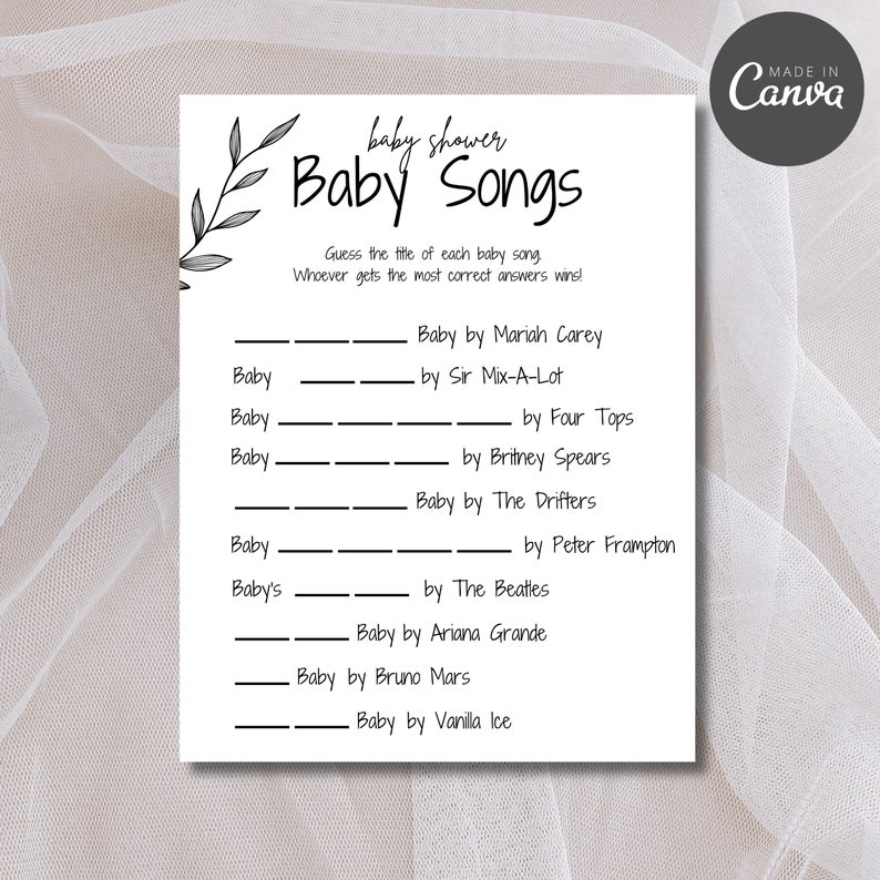 Baby Shower Game Baby Songs | Baby Shower Games Printable | Baby Songs ...