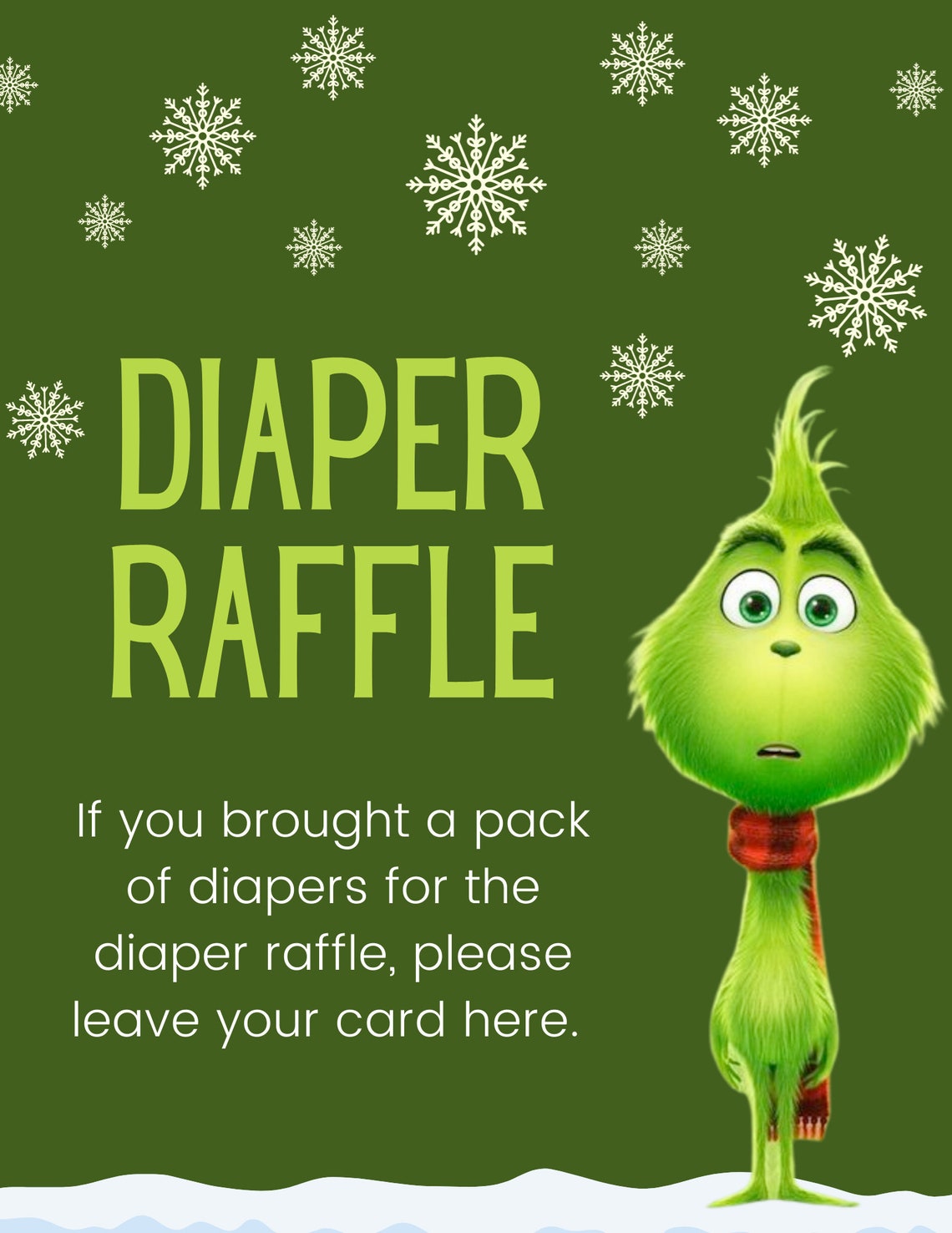 Grinch Christmas Baby Shower Diaper Raffle INSTANT DOWNLOAD - Etsy