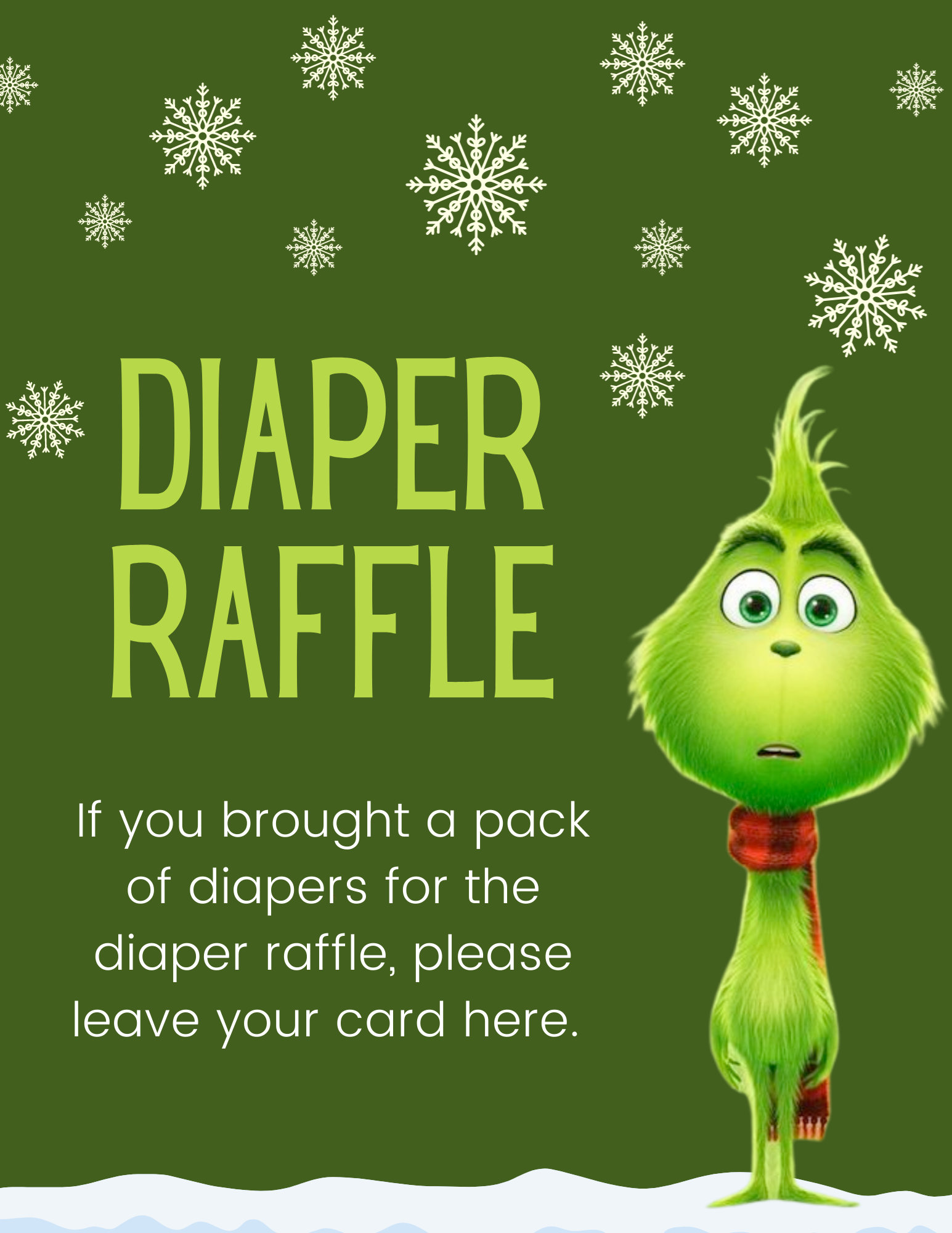 Grinch Christmas Baby Shower Diaper Raffle INSTANT DOWNLOAD - Etsy