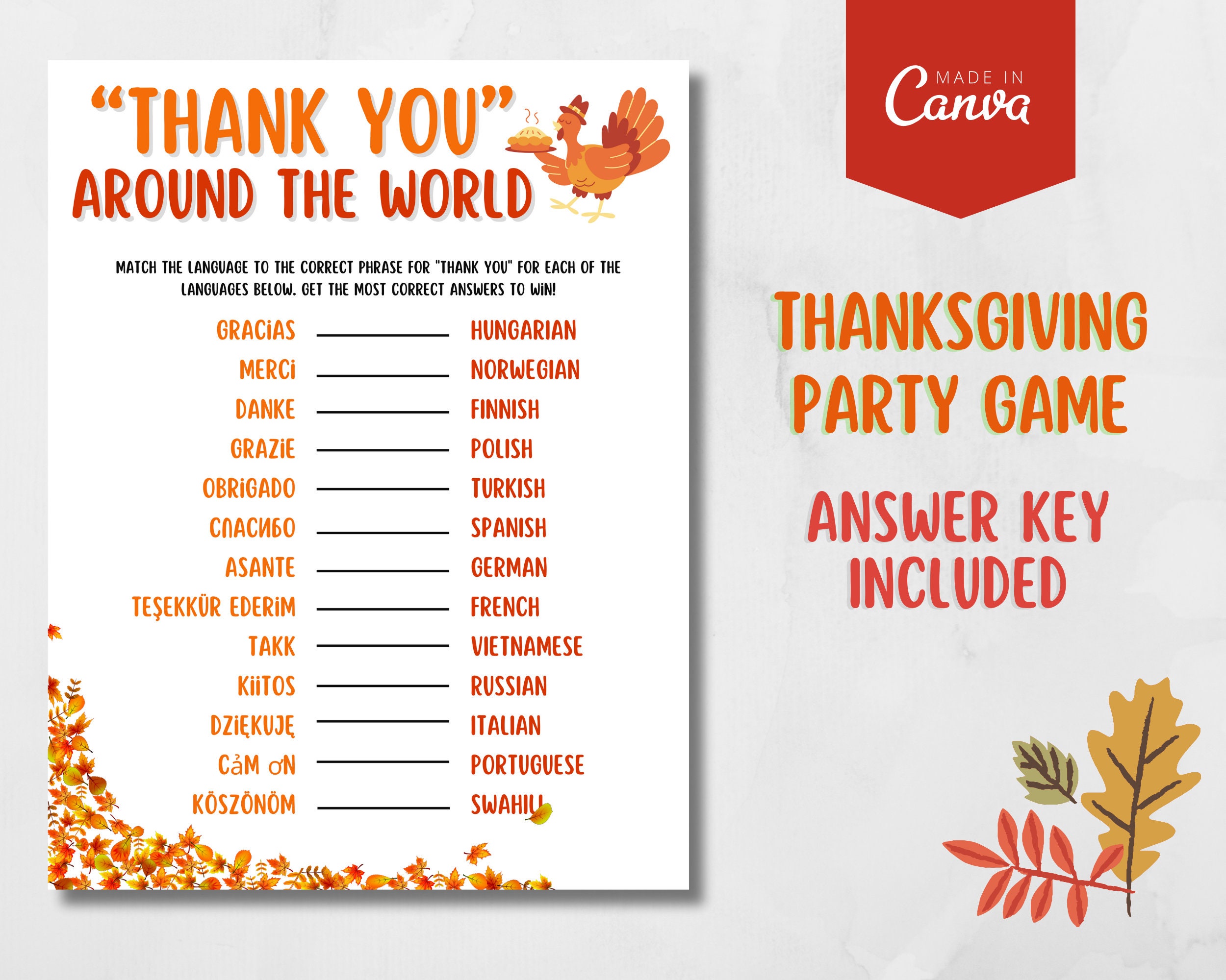 Thanksgiving Game Printable, Thanksgiving Games, Autumn Game, Office ...