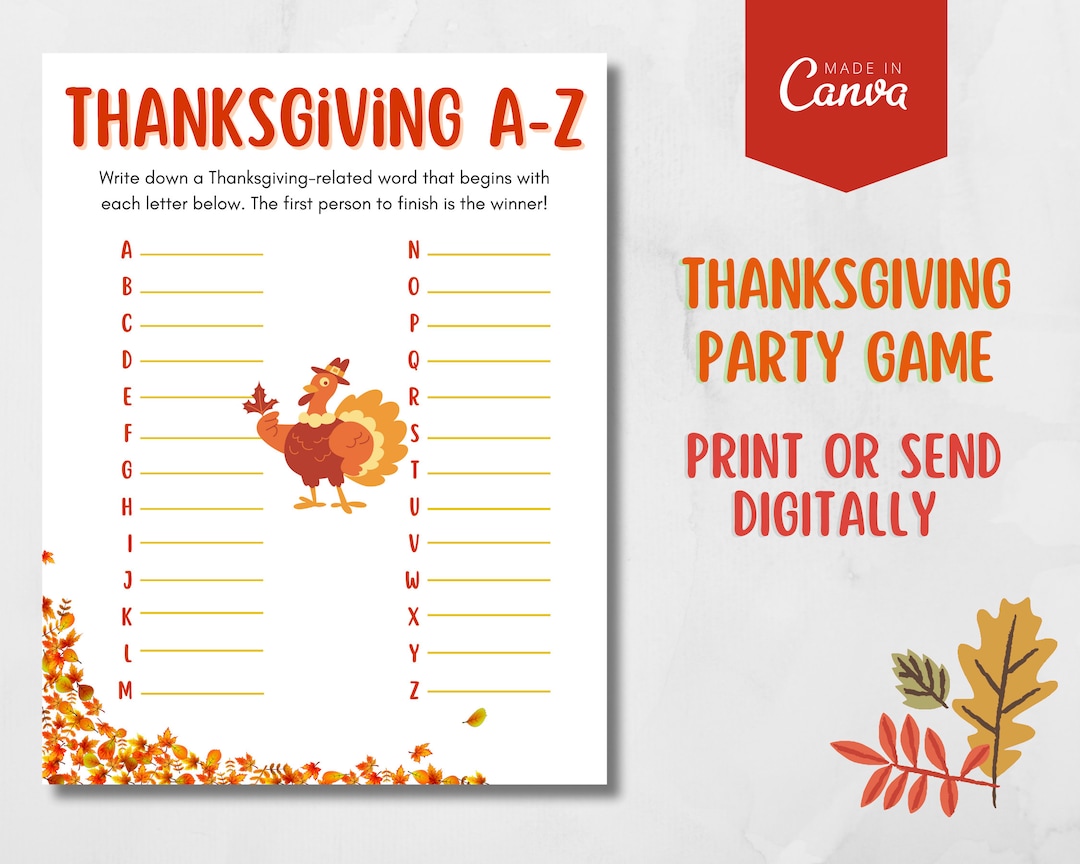 Thanksgiving Game Printable, Thanksgiving Game, Autumn Game, Icebreaker ...