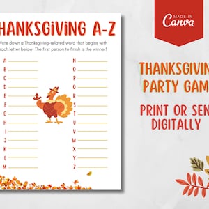 Thanksgiving Game Printable, Thanksgiving Game, Autumn Game, Icebreaker ...