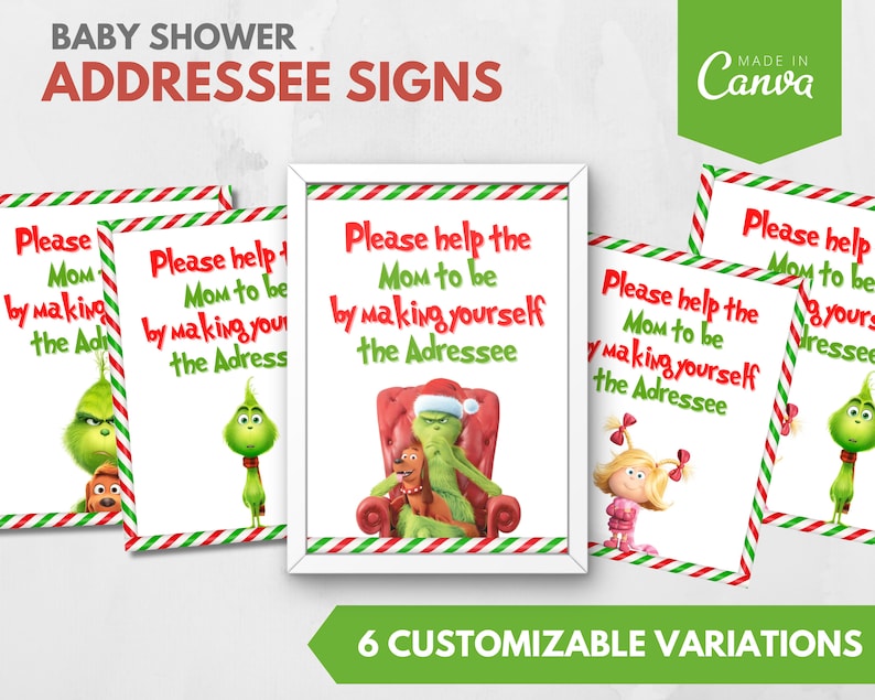 Grinch Baby Shower Addressee Table Sign Grinchmas Baby Shower Decor ...